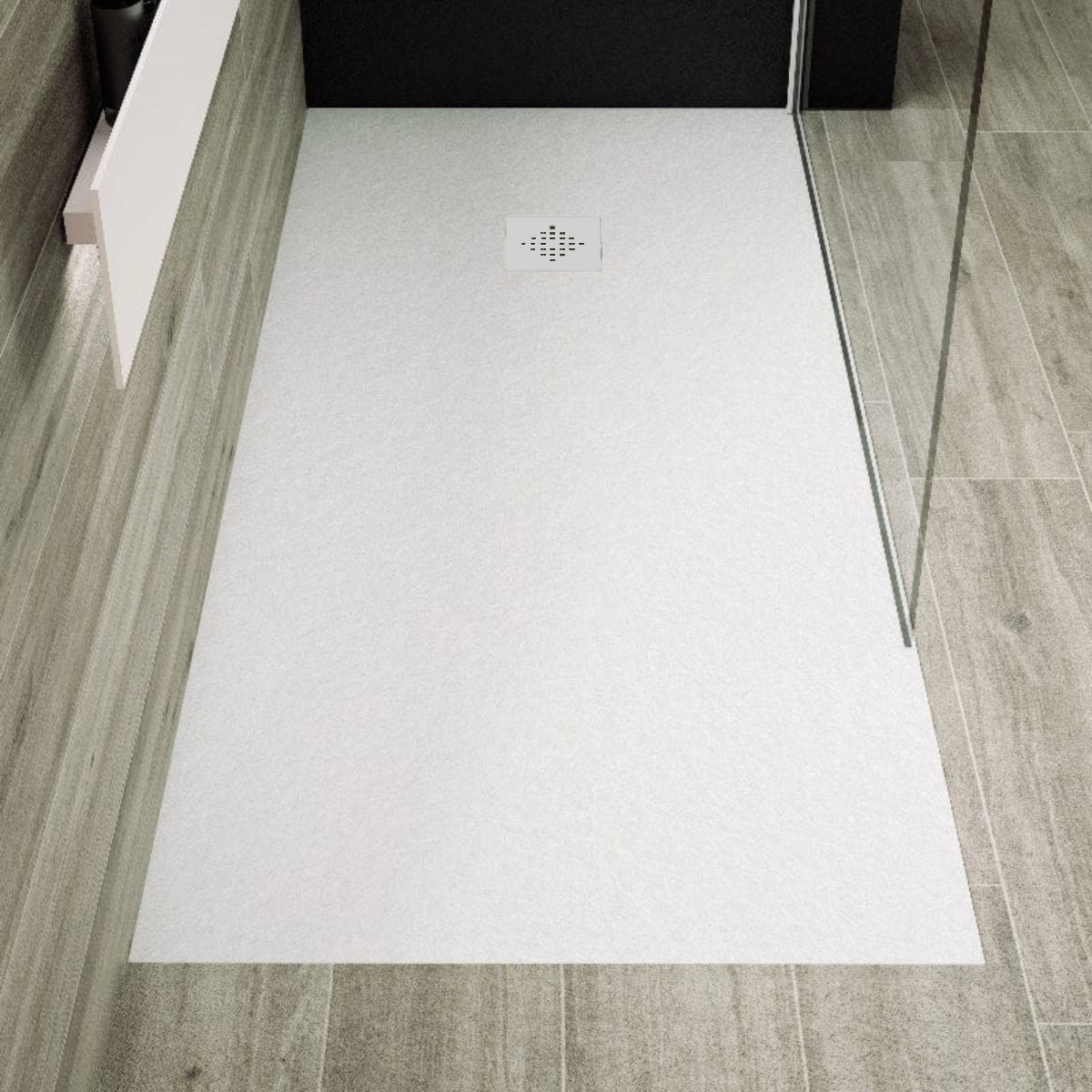 Receveur de douche extra plat PURE en résine surface ardoisée blanc ...