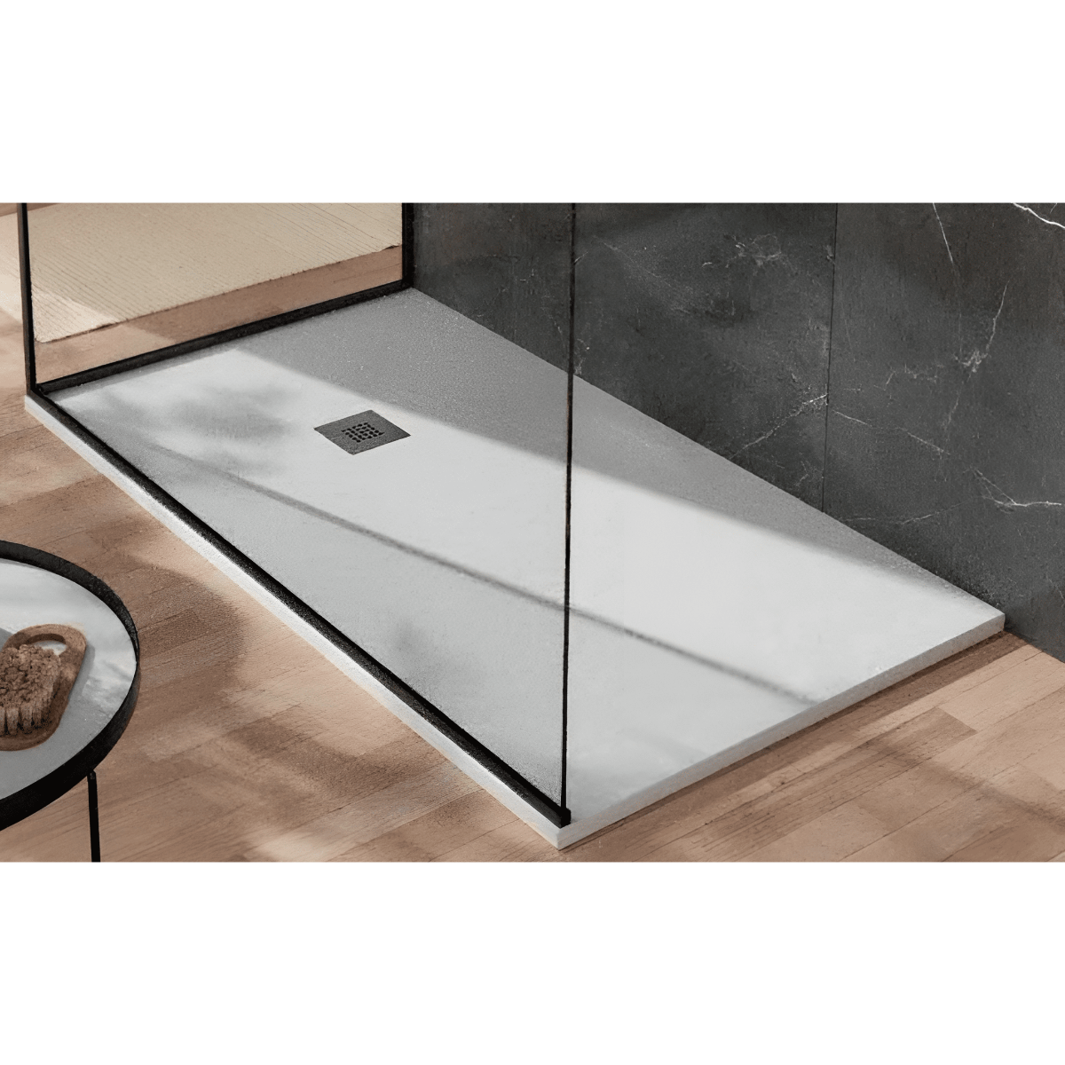 Receveur de douche extra plat en résine minérale OPTIMA surface ardois ...